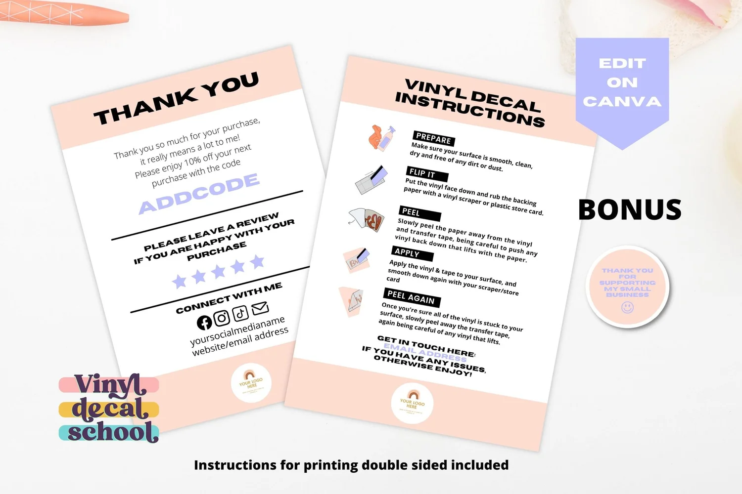 Vinyl Decal Instructions Printable Card — Vinyl Decal School