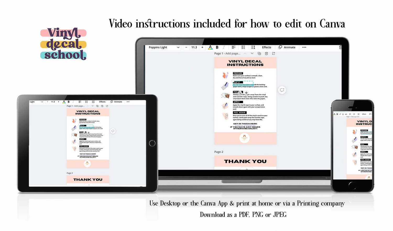 Editable Vinyl Instruction Cards — Vinyl Decal School