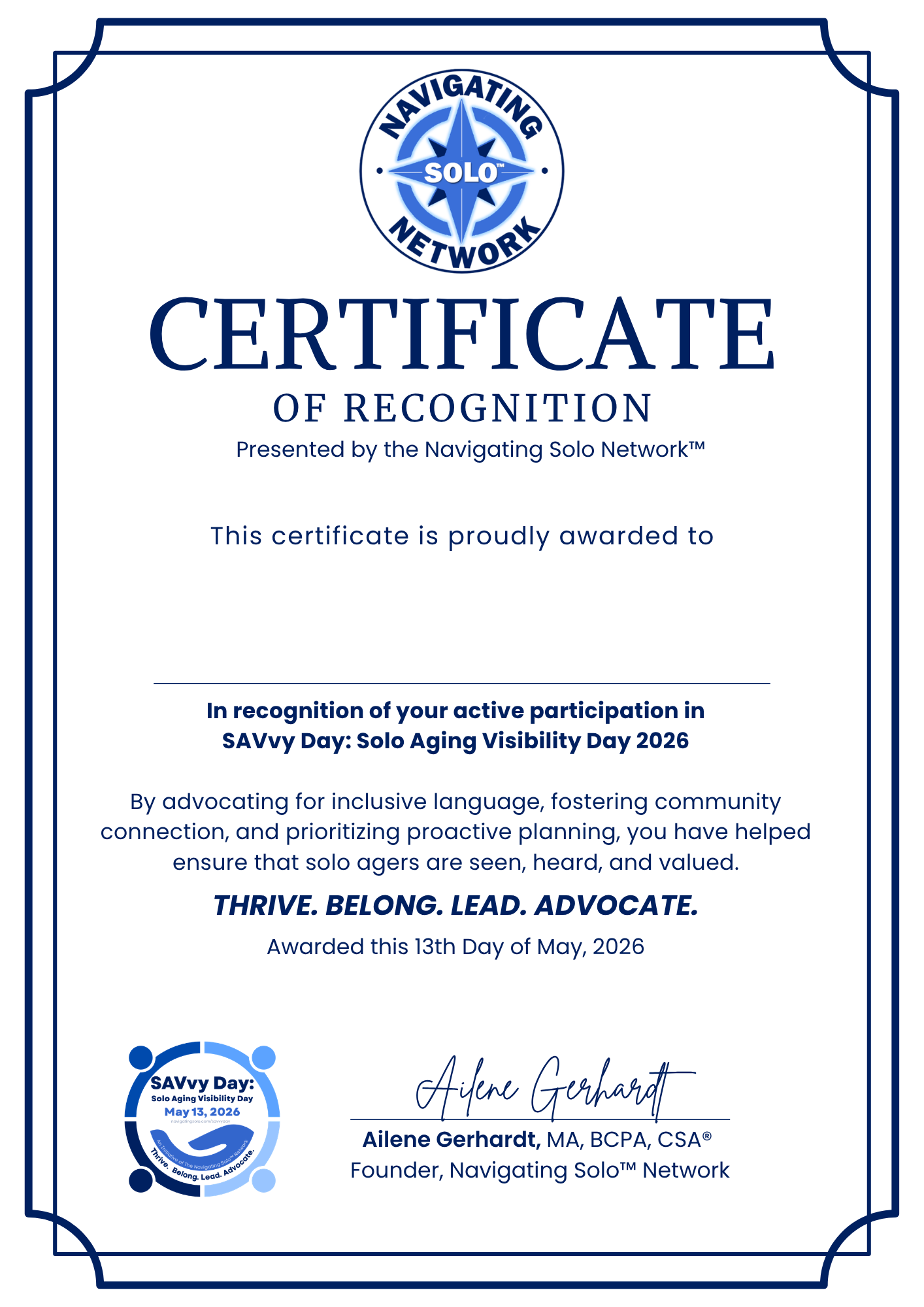 SAVvy Day 2026: 3rd Annual Solo Aging Visibility Day — Navigating Solo ...