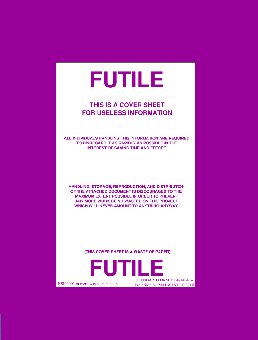 Classified Document Cover Sheets — Drunkards and Dragons