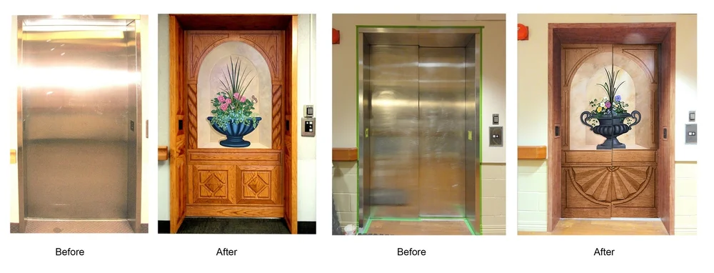 Elevator door disguises past and present — Creative Art Co
