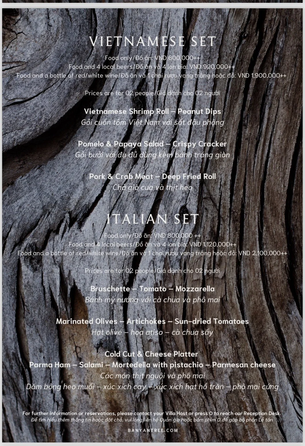 Thu Quan Banyan Tree Lang Co — Banyan Tree Menus