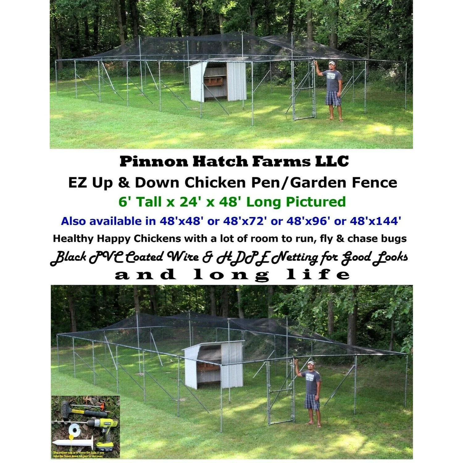 Movable Chicken Run Coop | 10ft x 20ft | Designed To Be Easily Moved ...