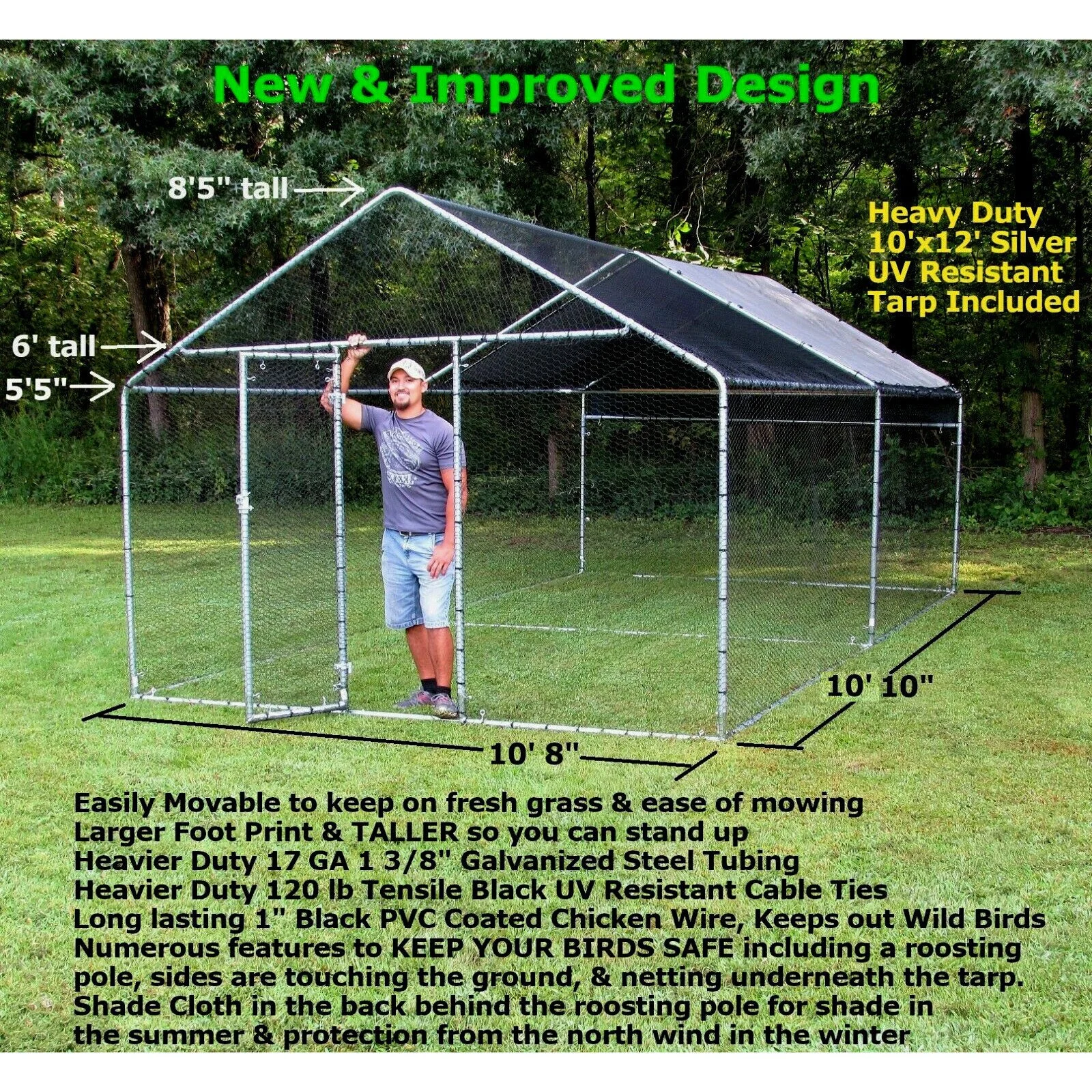 Movable Chicken Run Coop | 10ft x 20ft | Designed To Be Easily Moved ...