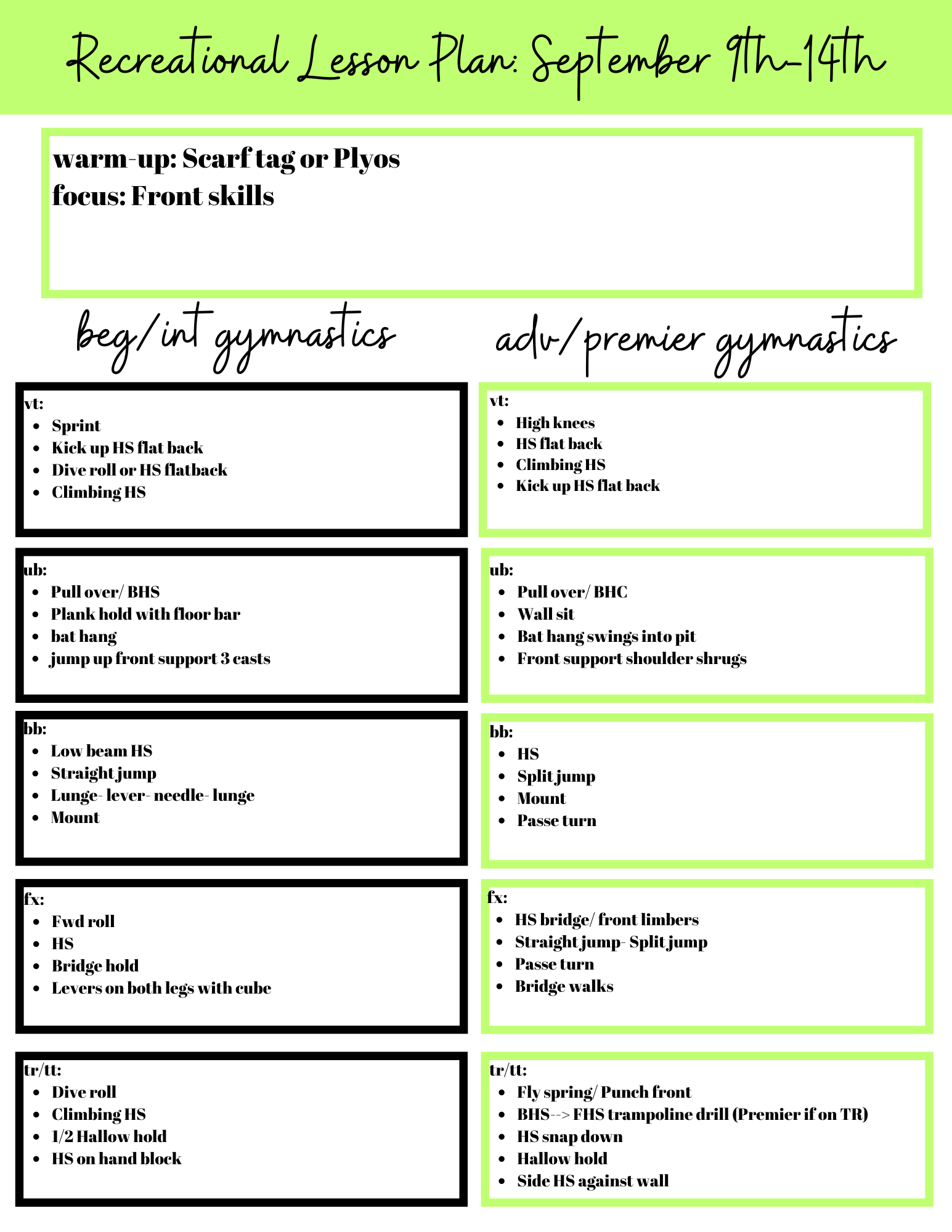 LESSON PLAN — Head Over Heels