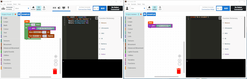 Using Classroom Management Features — Micromelon Robotics