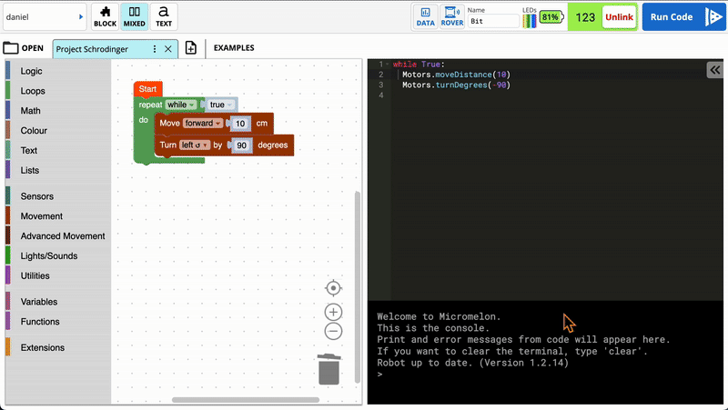 Micromelon Code Editor 2.8 — Micromelon Robotics
