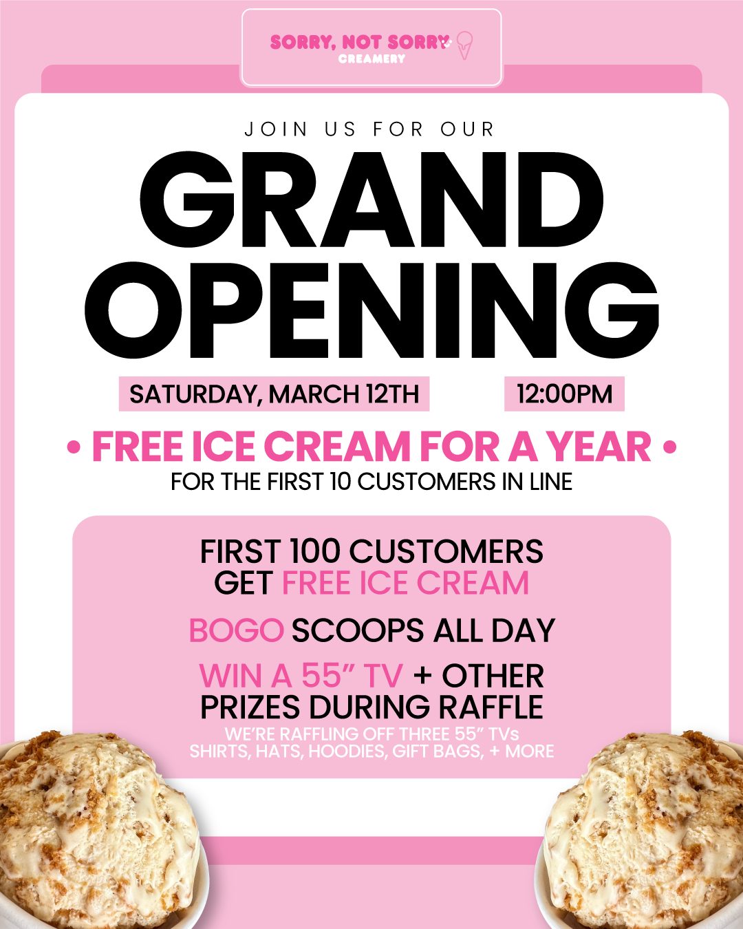 Grand Opening — Sorry, Not Sorry Creamery
