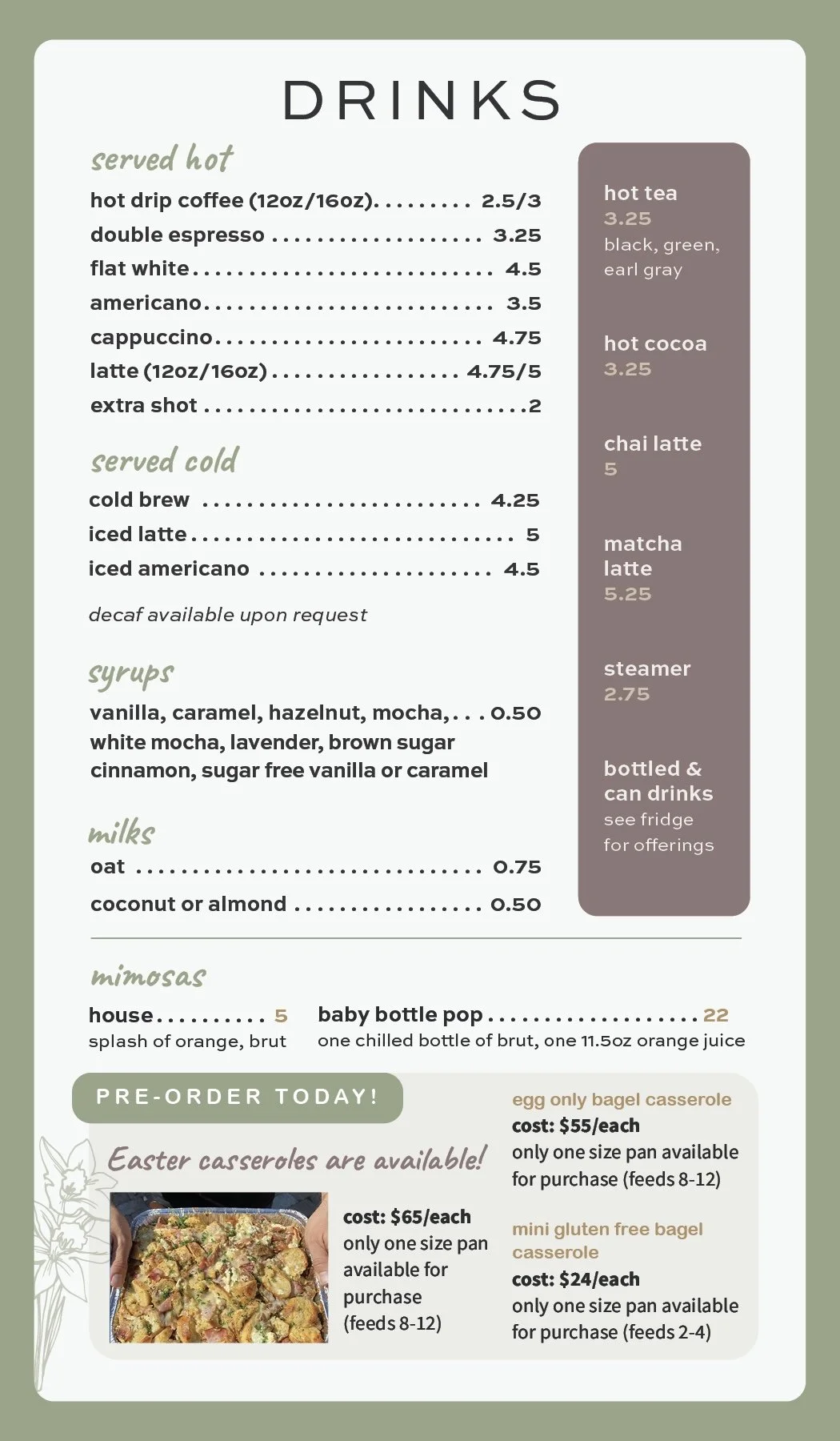 Menu 1 — Baked Bagels