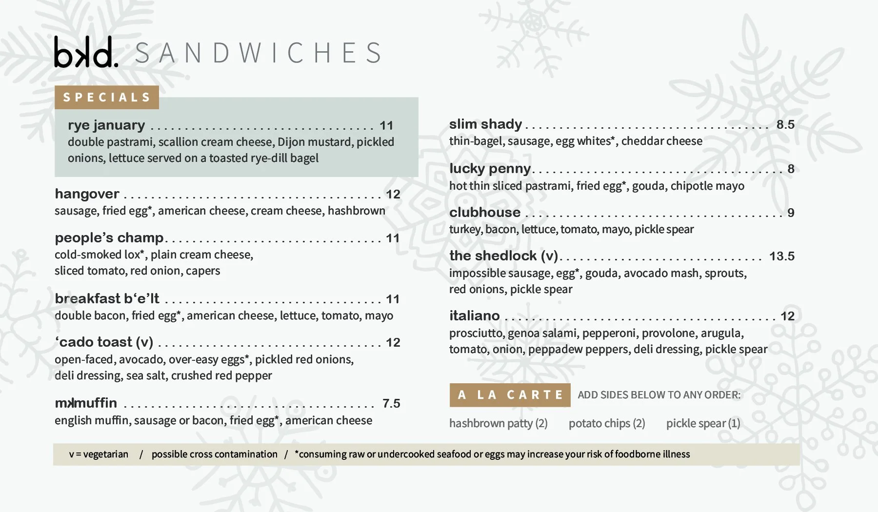 Menu 1 — Baked Bagels