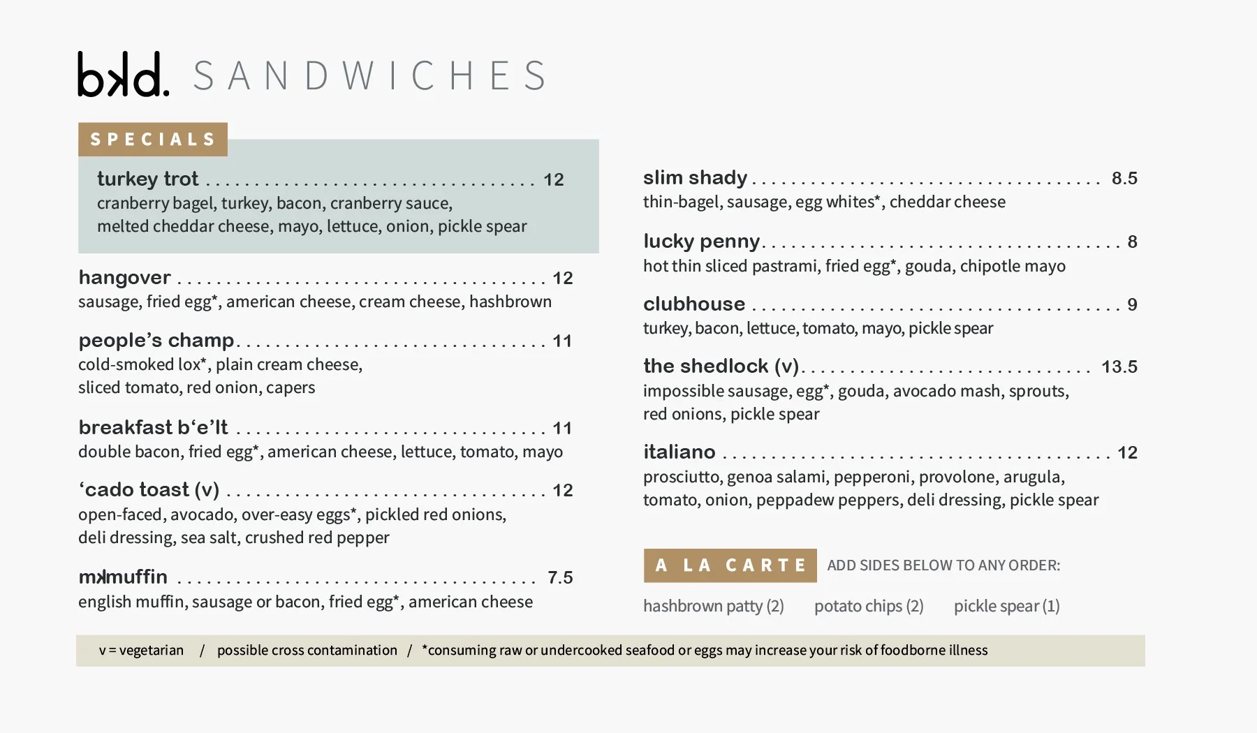 Menu 1 — Baked Bagels