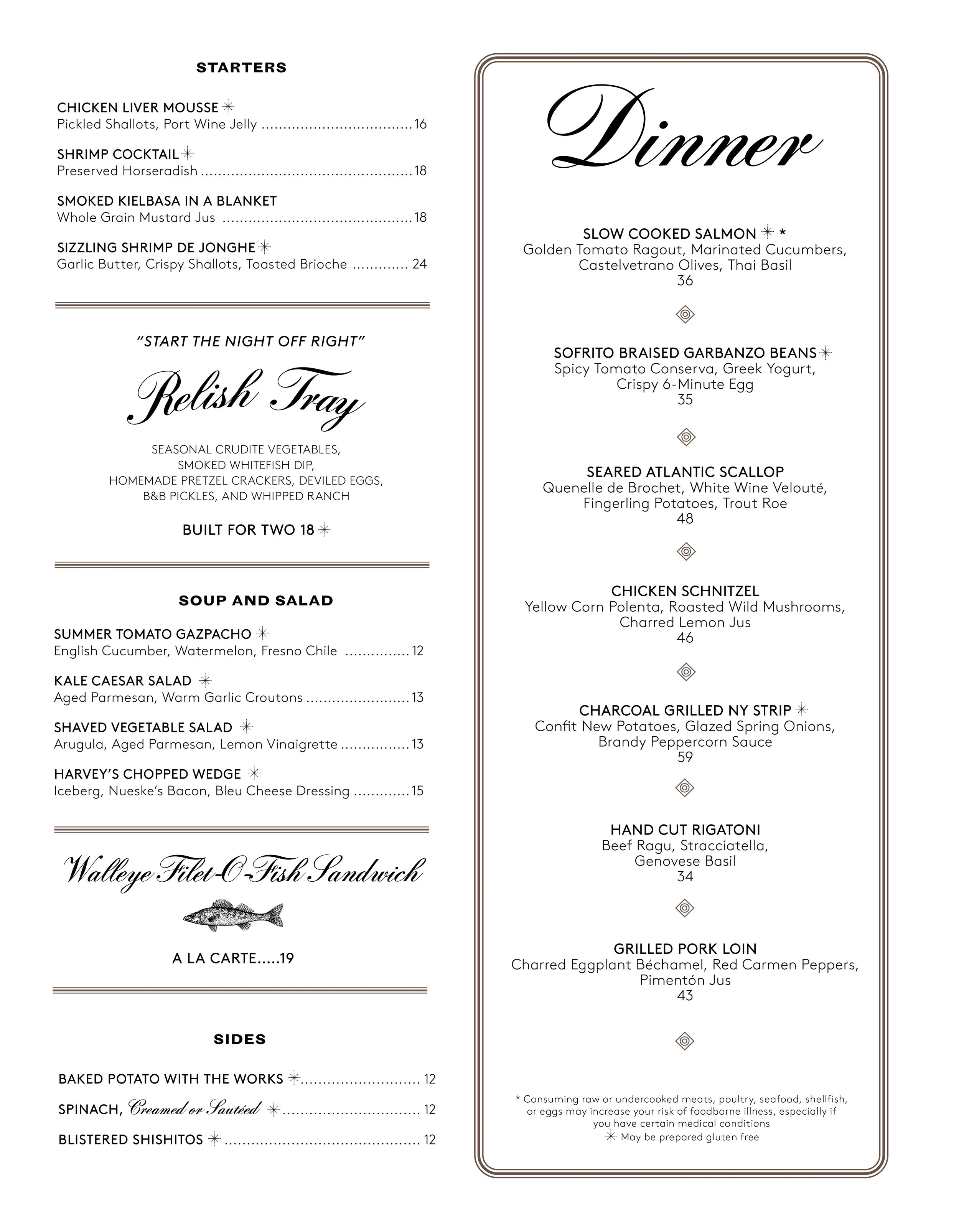 Menu — The Harvey House