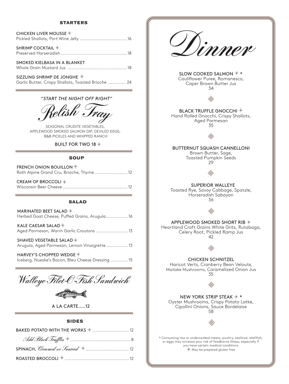 Menu — The Harvey House