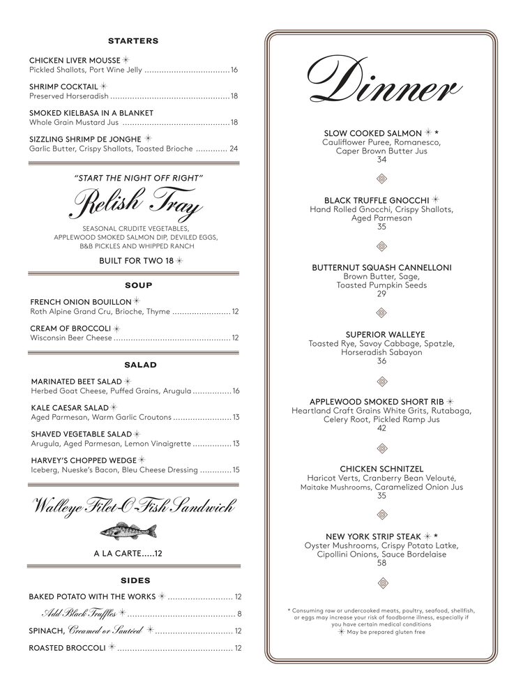 Menu — The Harvey House