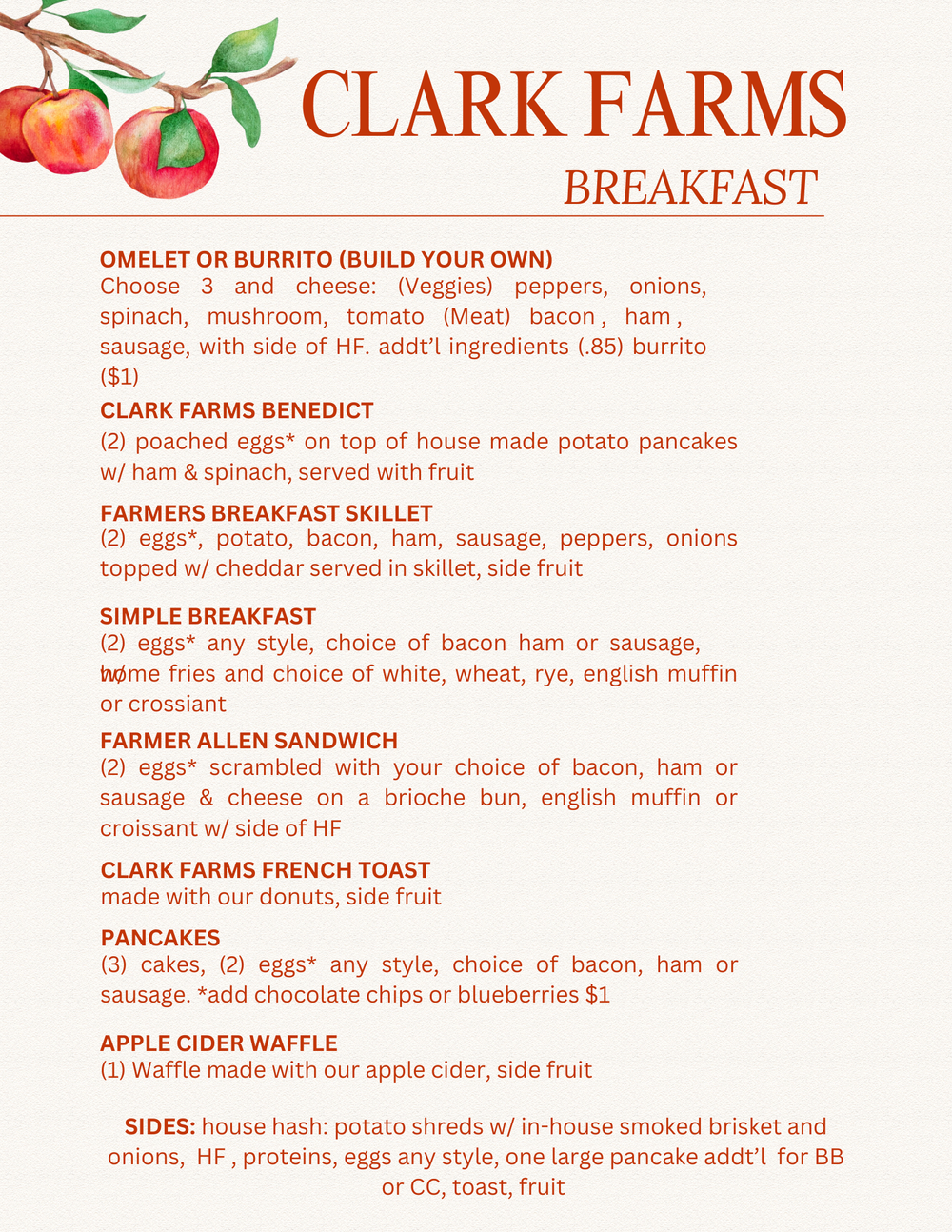 Menus — Clark Farms at Bushy Hill