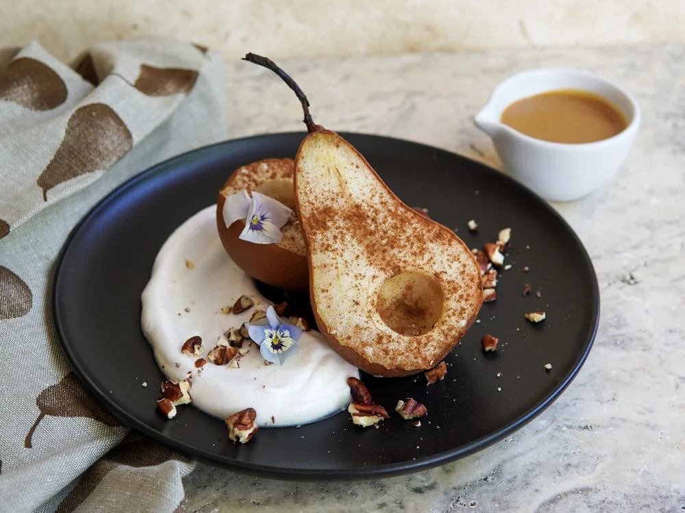 Grilled Pears With Peanut Caramel Sauce — Umoya Wellness