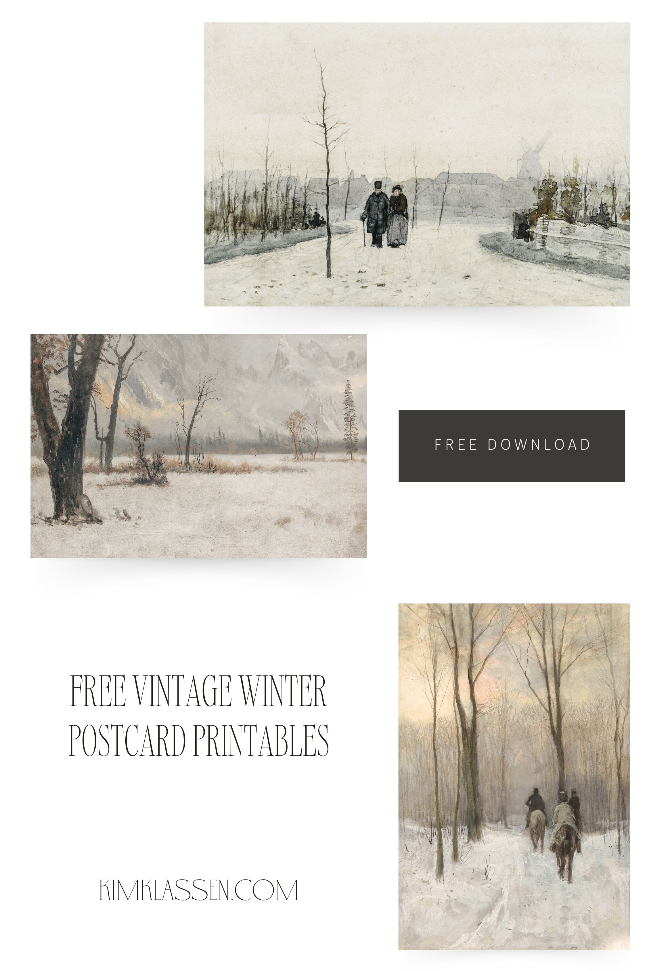 Free Vintage Winter Postcard Printables — Kim Klassen