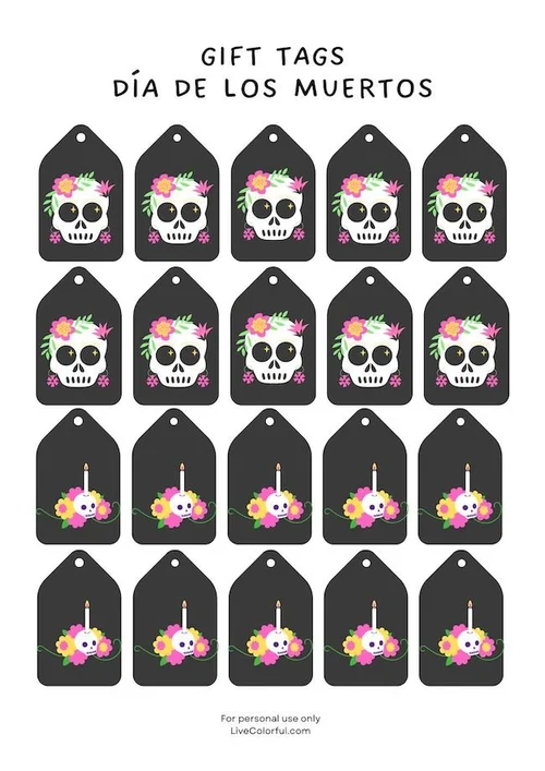 Free Dia de Muertos Gift Tags — Live Colorful