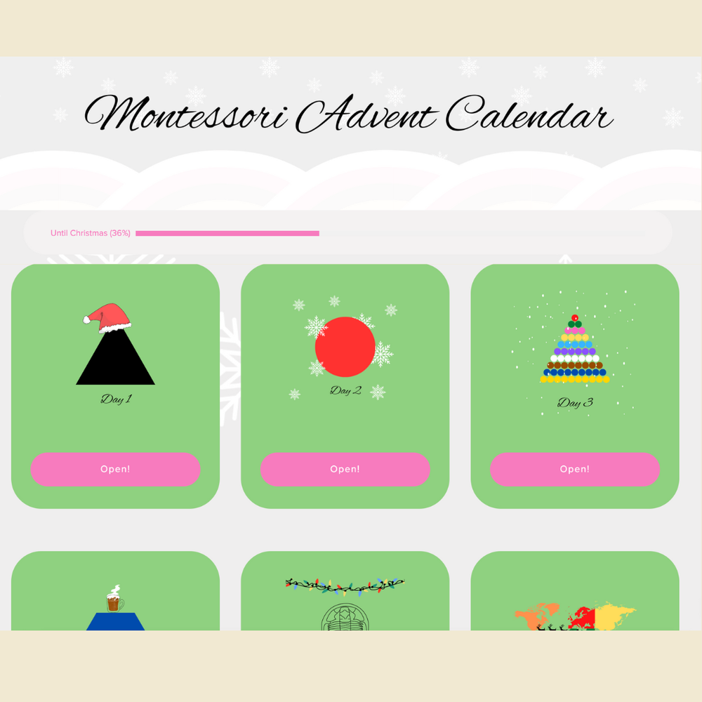 Montessori Advent Calendar — Parts of the Language, LLC