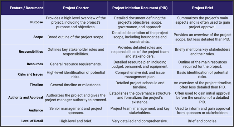 What are the Differences and When to Use a Project Initiation Document, Project Charter vs ...
