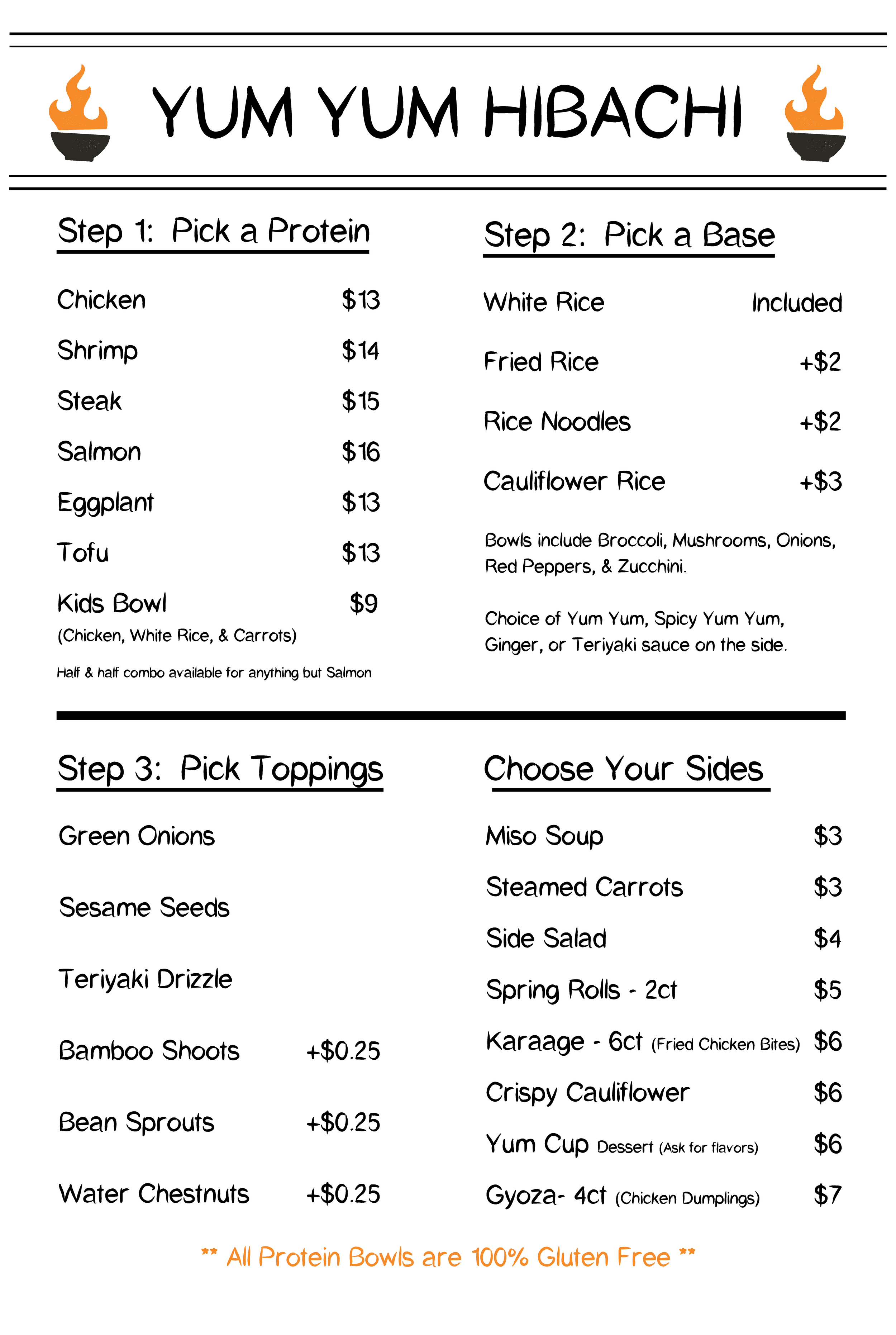 Menu — Yum Yum Hibachi