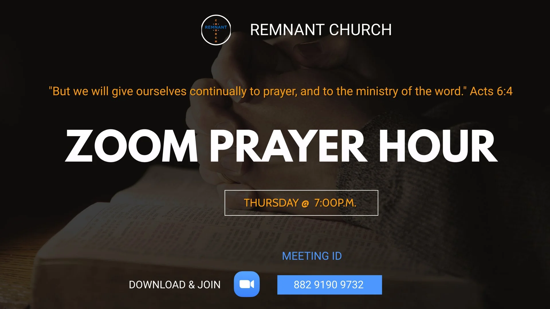 Zoom Prayer Hour — Remnant Church