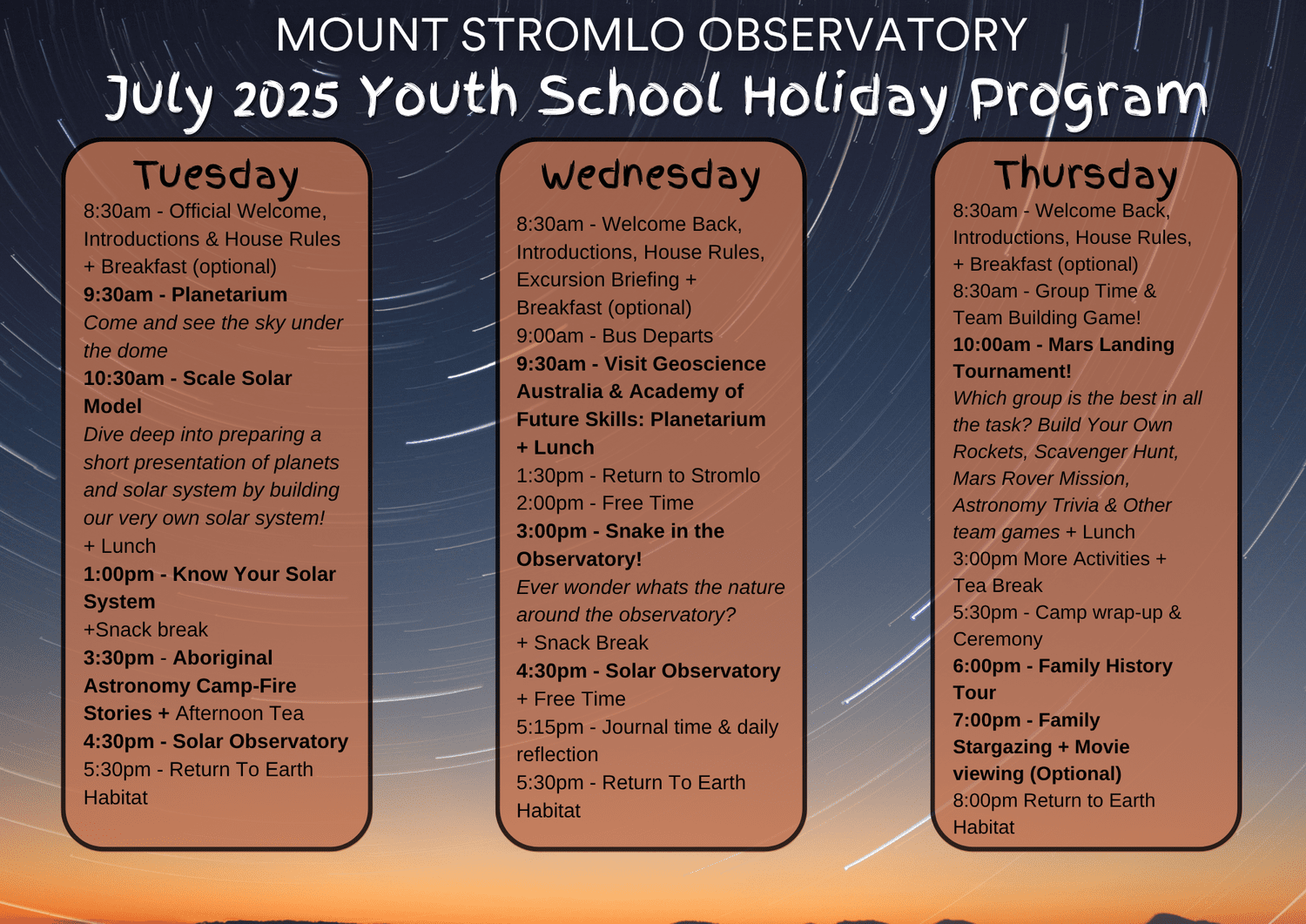 Mt Stromlo - Stargazing — Wildbark