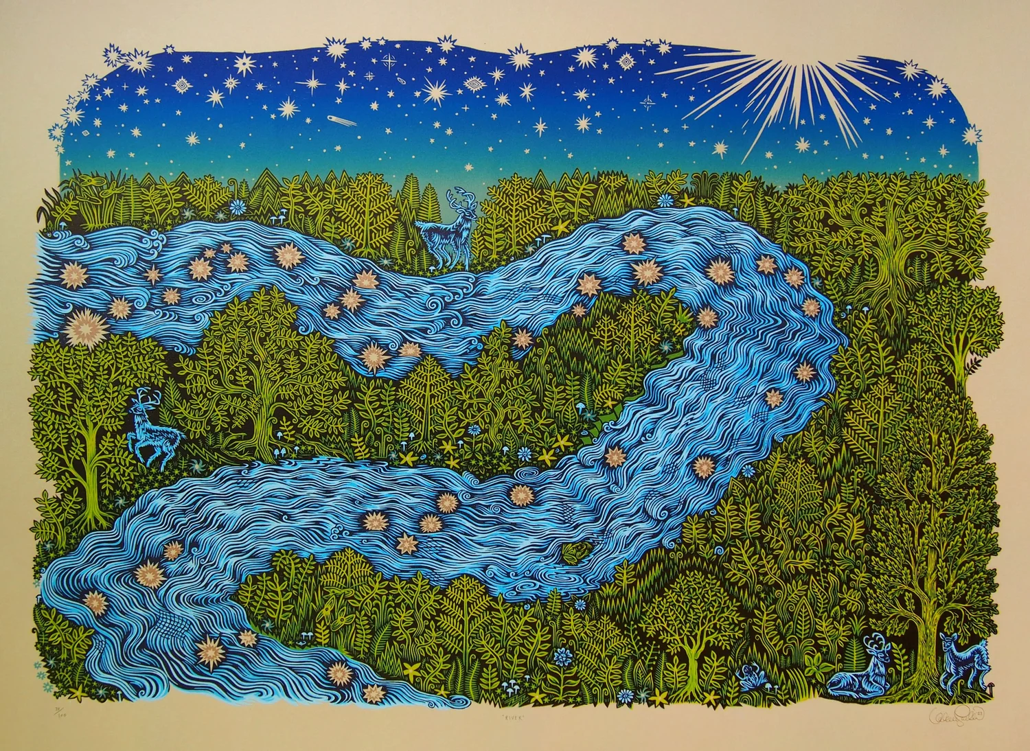 "RIVER" Woodcut Print | Tugboat Printshop — Tugboat Printshop