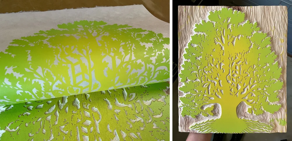 "LADDER TREE" Woodcut Print l Tugboat Printshop, Valerie Lueth ...