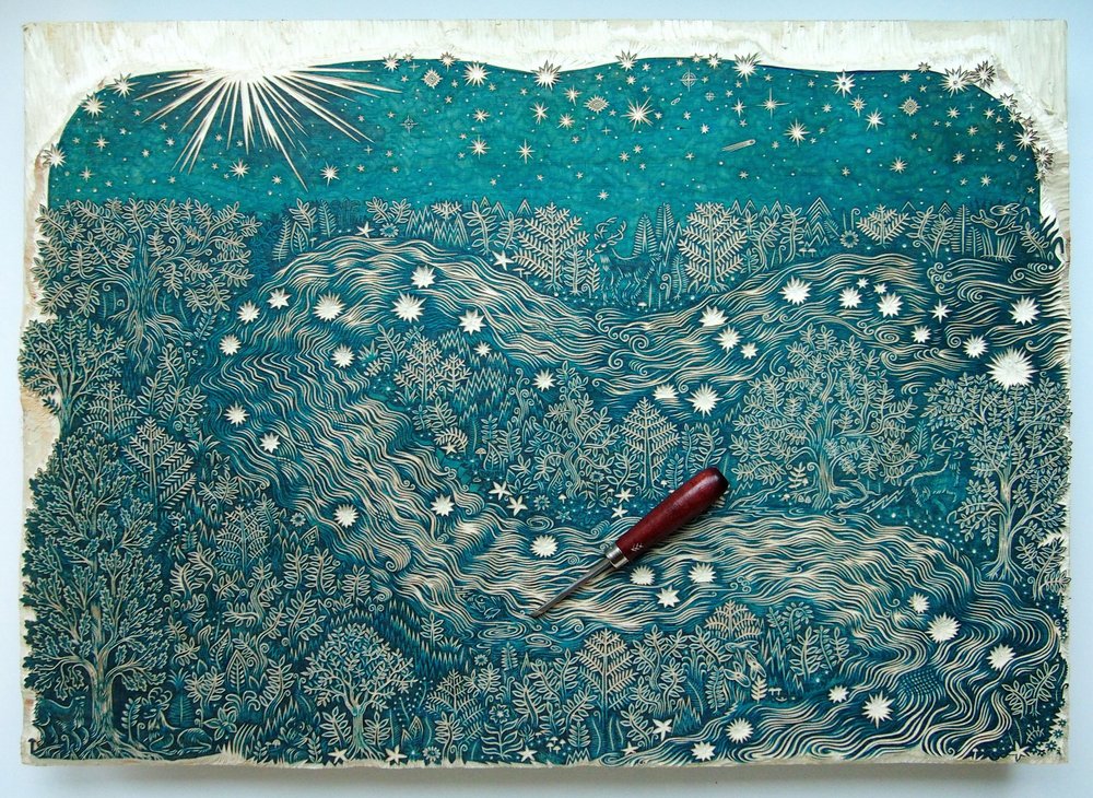"RIVER" Woodcut Print | Tugboat Printshop — Tugboat Printshop