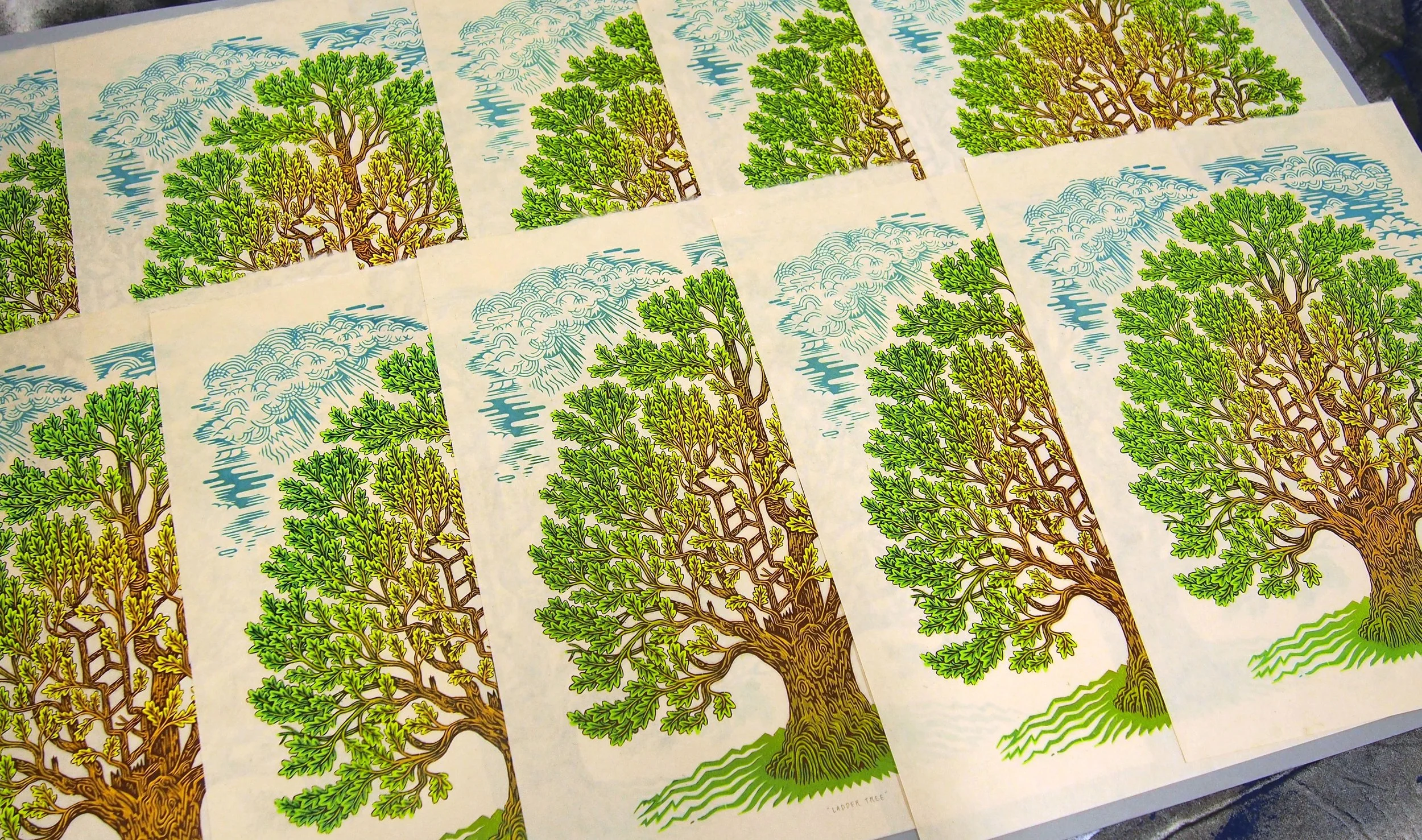 "LADDER TREE" Woodcut Print l Tugboat Printshop, Valerie Lueth ...