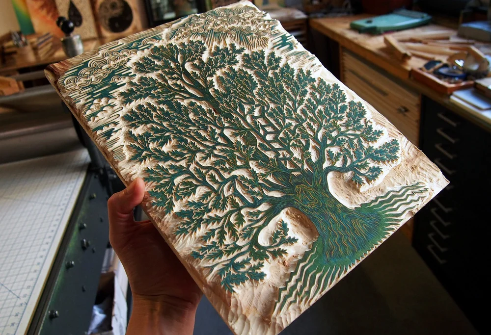 "LADDER TREE" Woodcut Print l Tugboat Printshop, Valerie Lueth ...