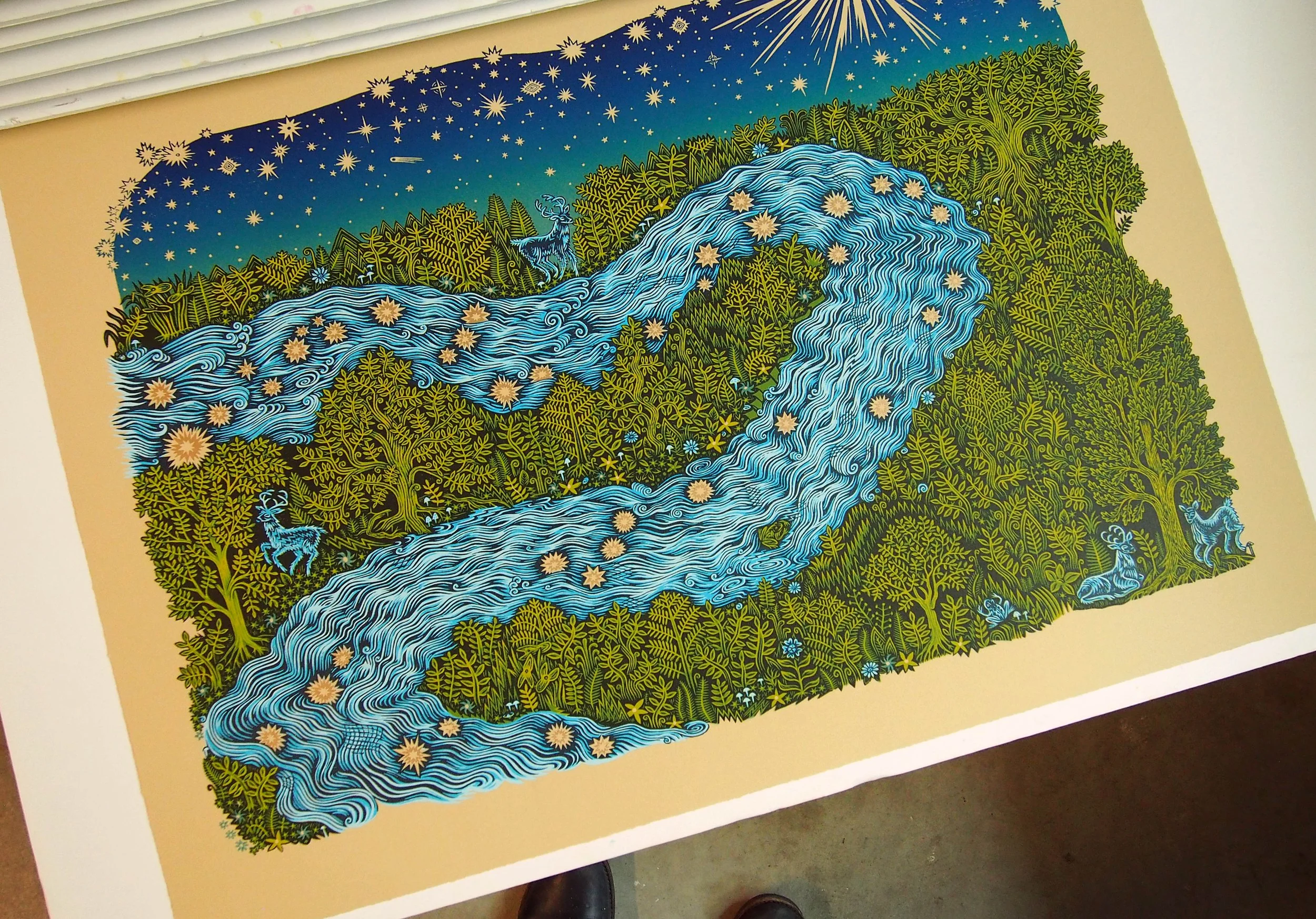 "RIVER" Woodcut Print | Tugboat Printshop — Tugboat Printshop
