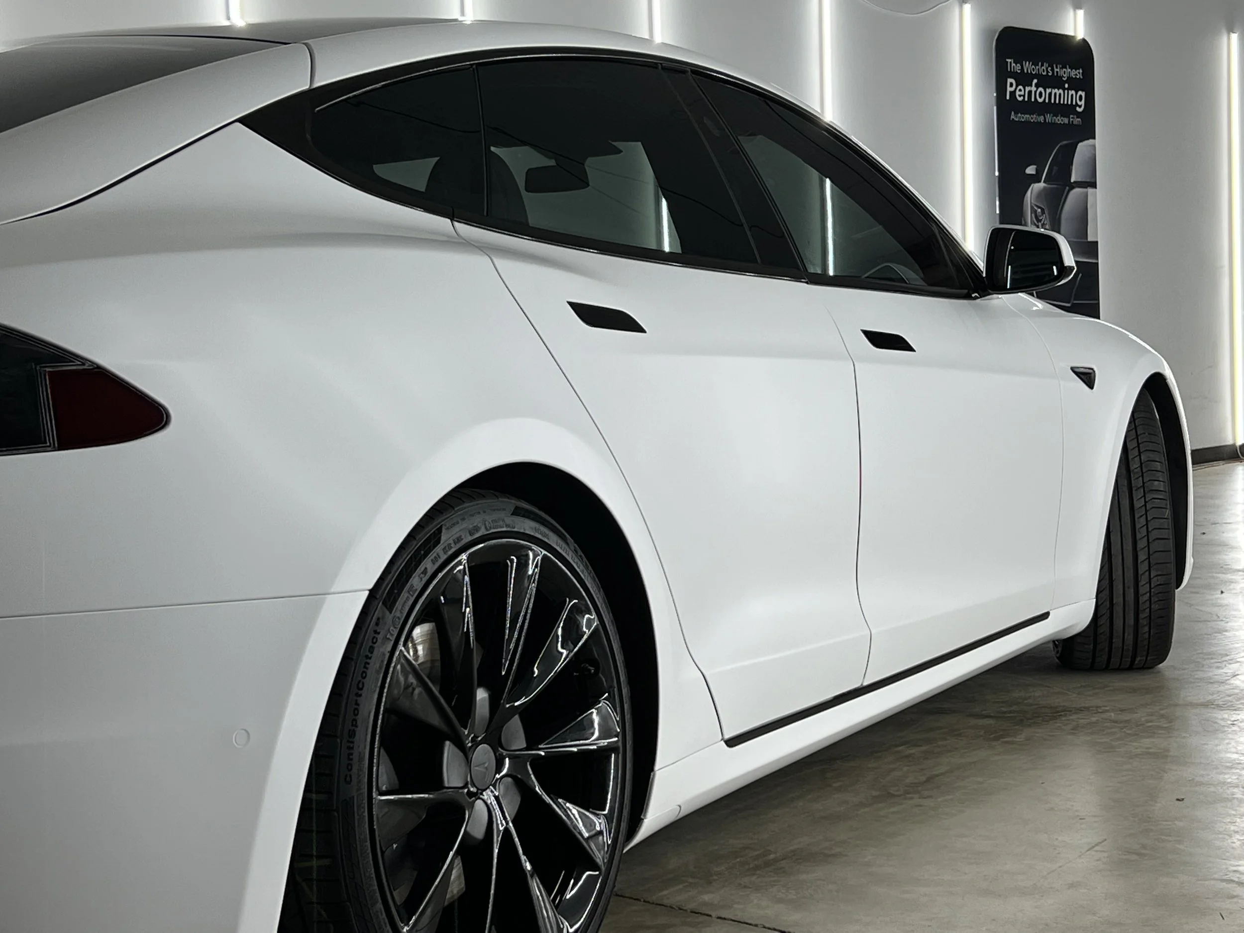 Tesla Model S Satin White Vinyl Wrap