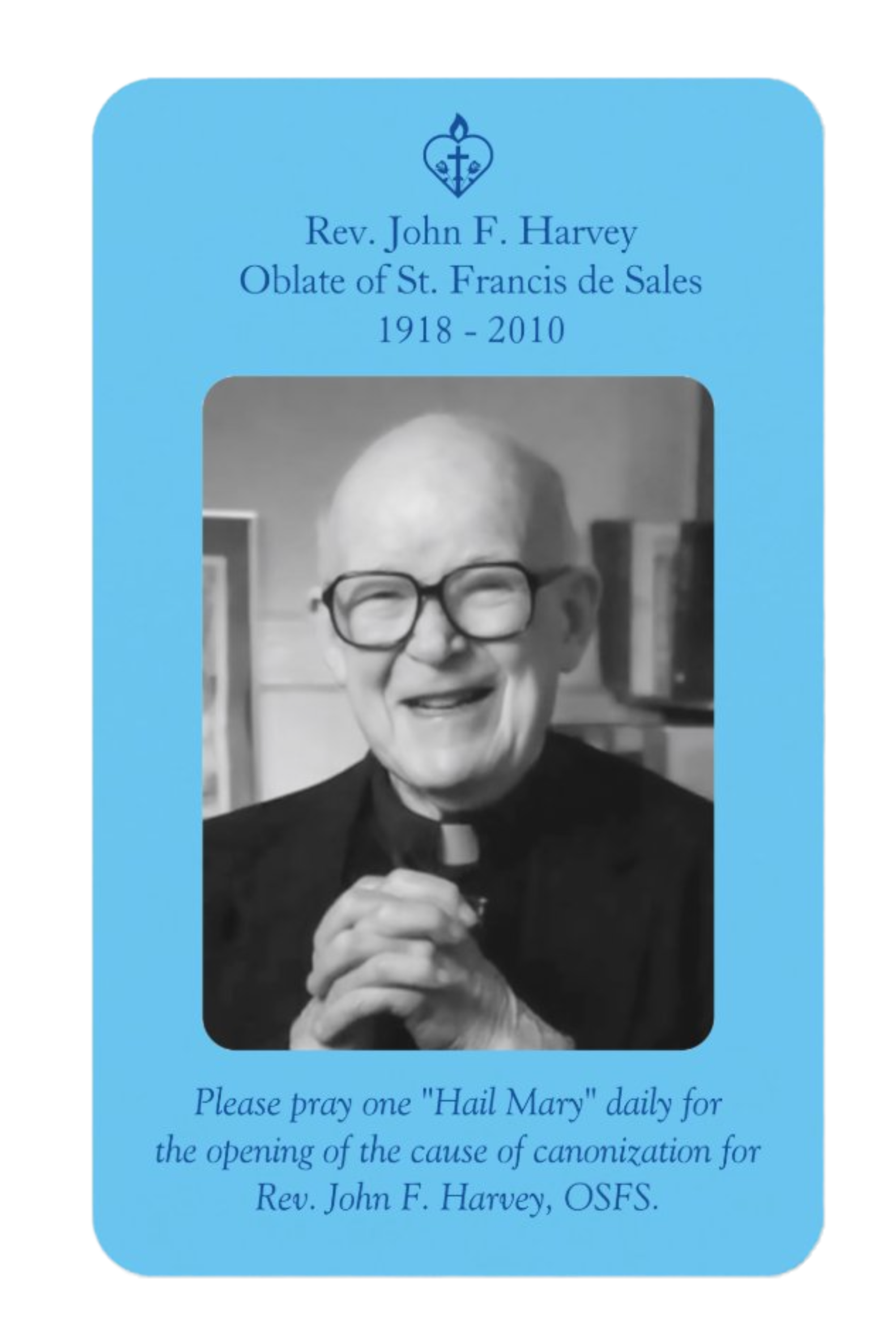 Request Free Prayer Cards — Remembering Father John F. Harvey, OSFS