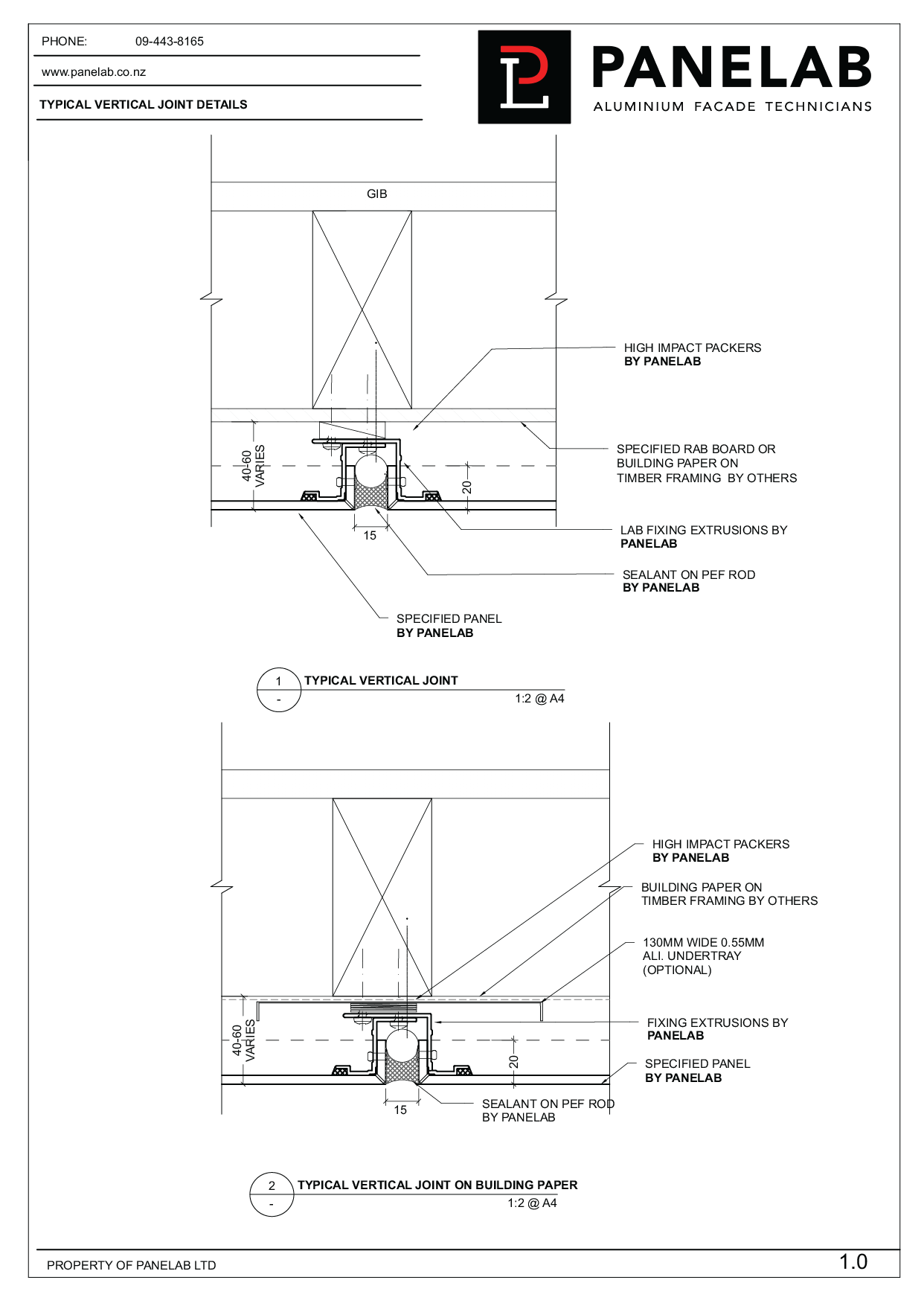 LAB SYSTEM Typical Details — Panelab Limited