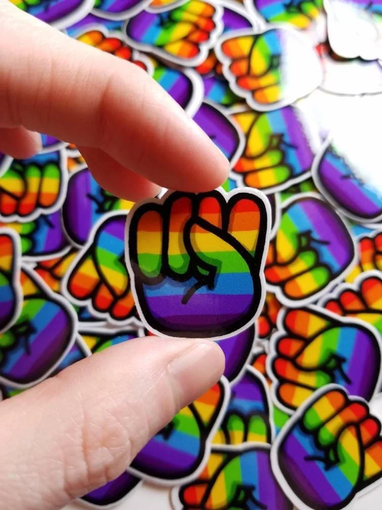 Rainbow Pride Fist sticker set — Opalescent Eel Illustration & Design