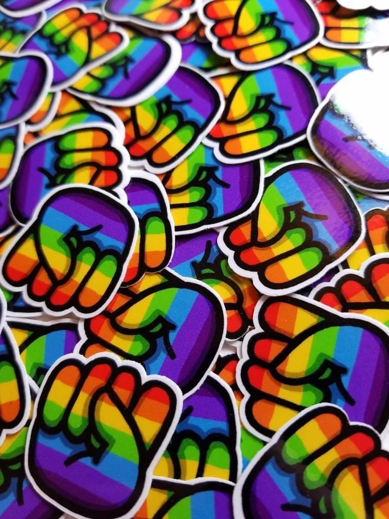 Rainbow Pride Fist sticker set — Opalescent Eel Illustration & Design