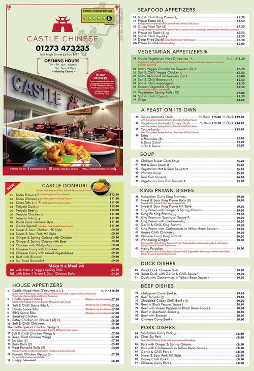 Takeaway Menu — Castle Chinese Lewes