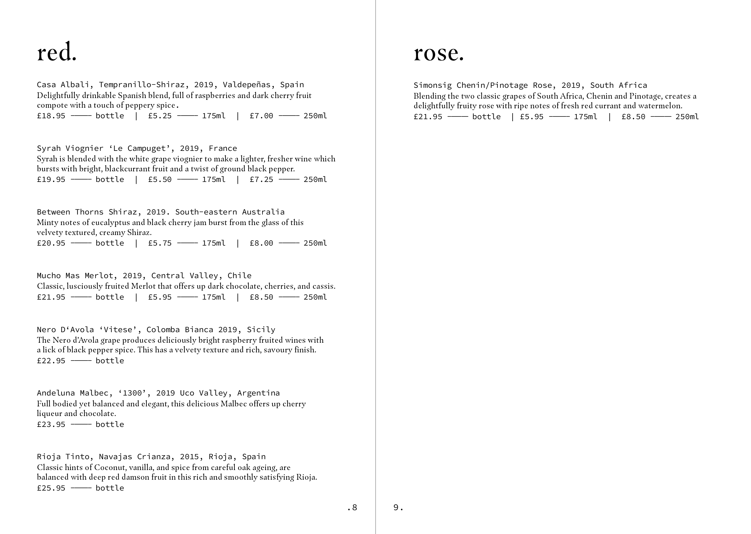 Wines — The Cardross Inn