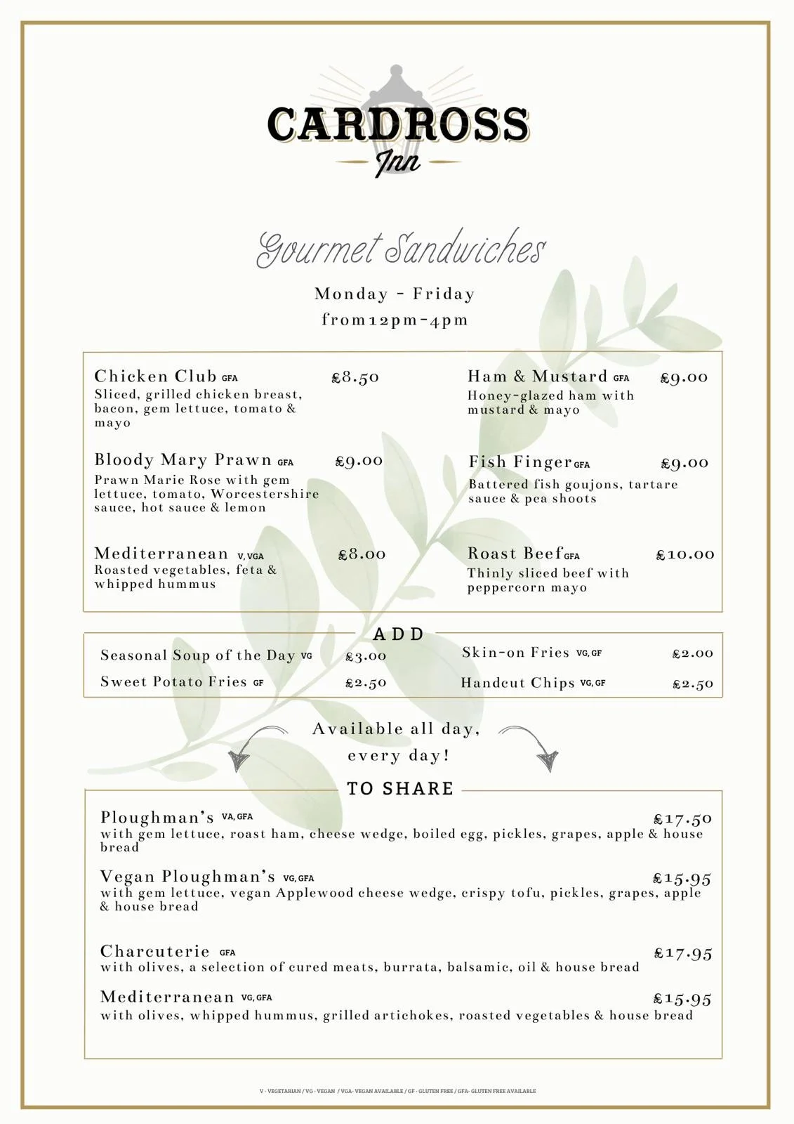 Menu — The Cardross Inn
