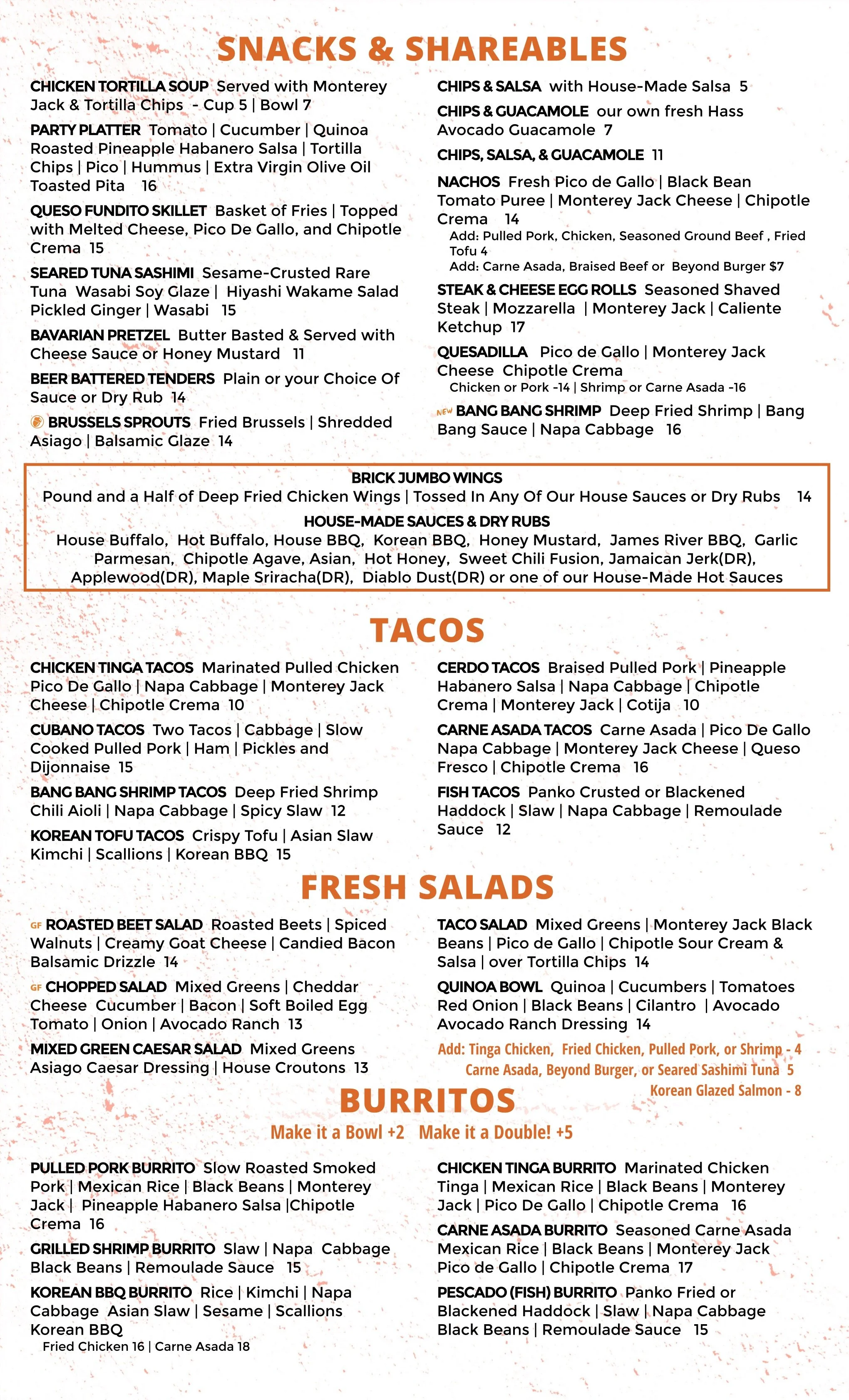 Menu — Back 9 Golf