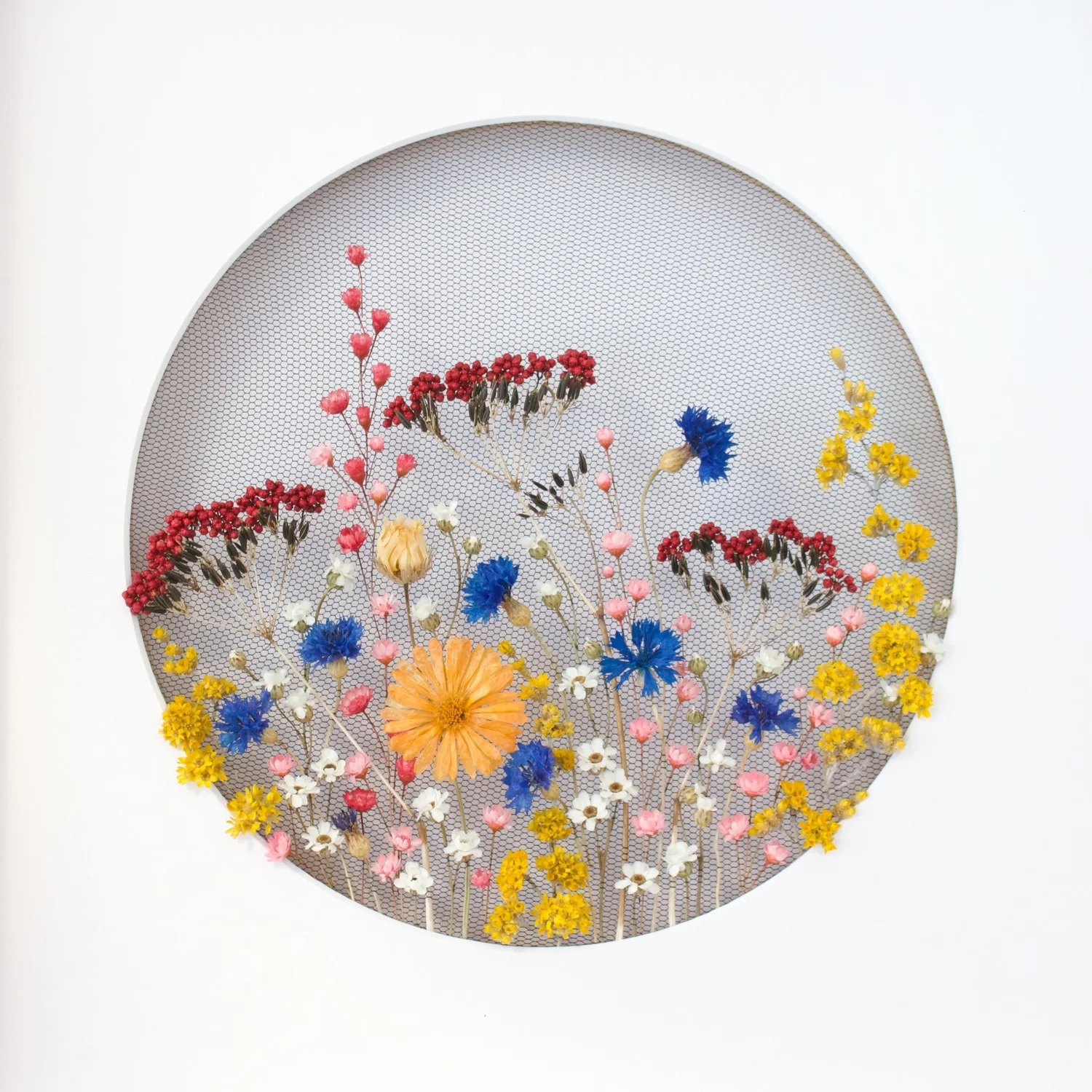 Floral TAPESTRY — Dried Flowers on Tulle Embroidery