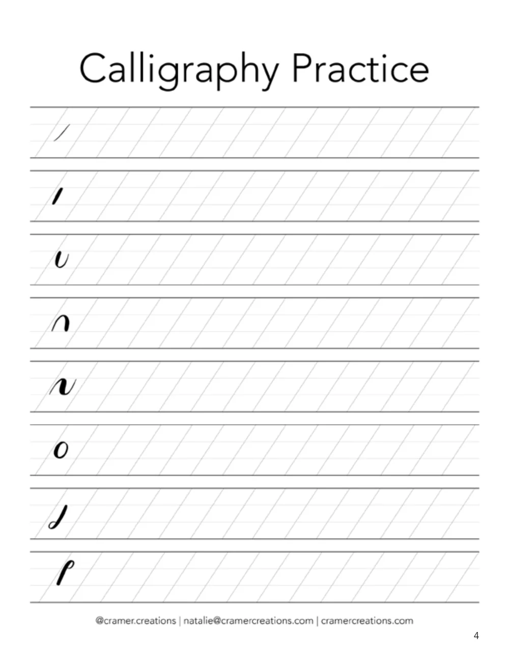 Modern Calligraphy Practice Sheets