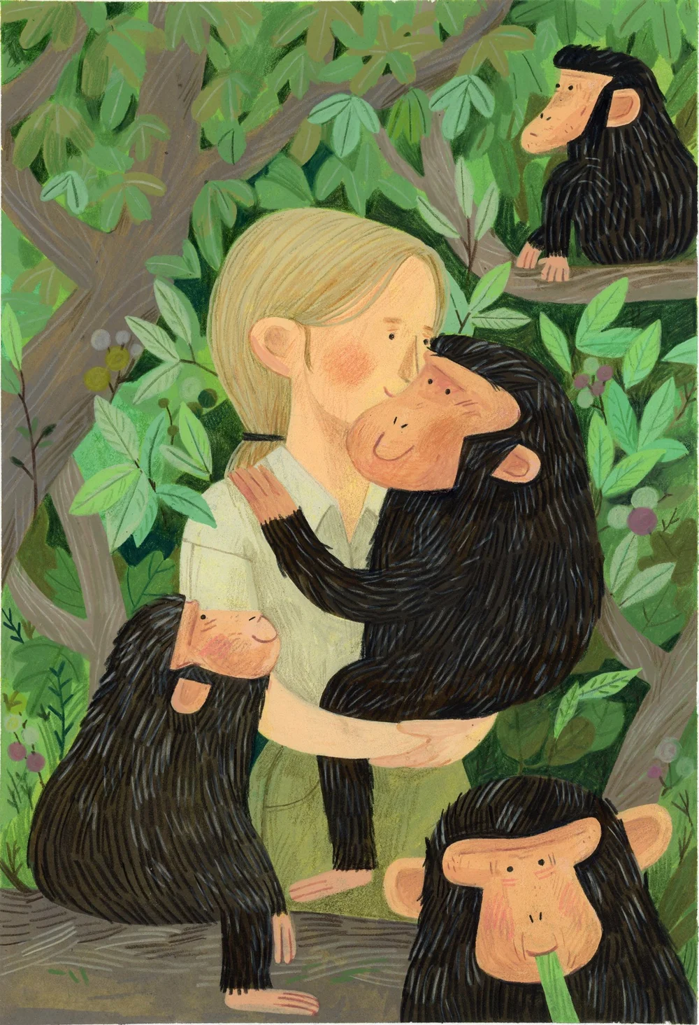 Jane Goodall, illustrated portrait — Heegyum Kim Illustration