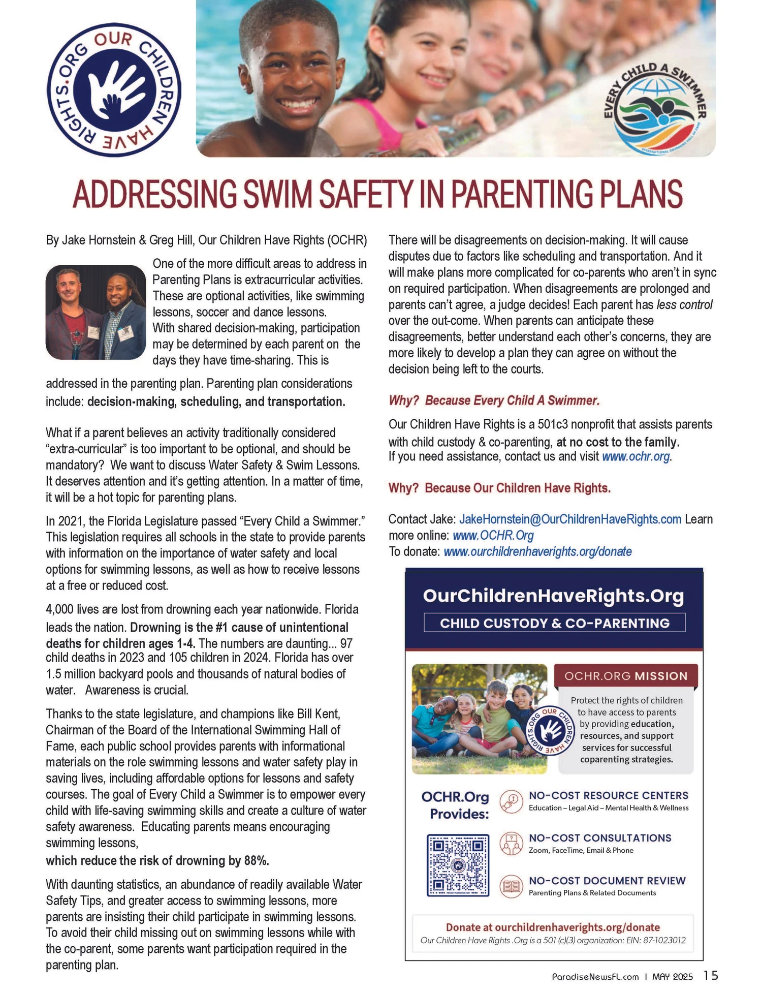 Addressing Swim Safety in Parenting Plans — Our Children Have Rights ...
