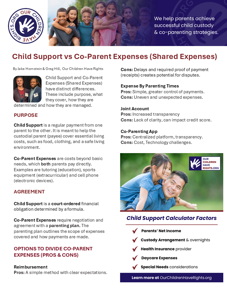 Child Support vs Co-Parent Expenses (Shared Expenses) — Our Children ...