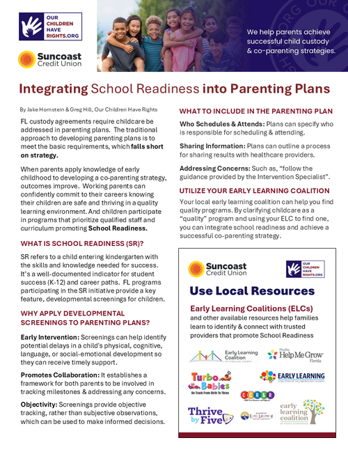 Integrating School Readiness into Parenting Plans — Our Children Have ...