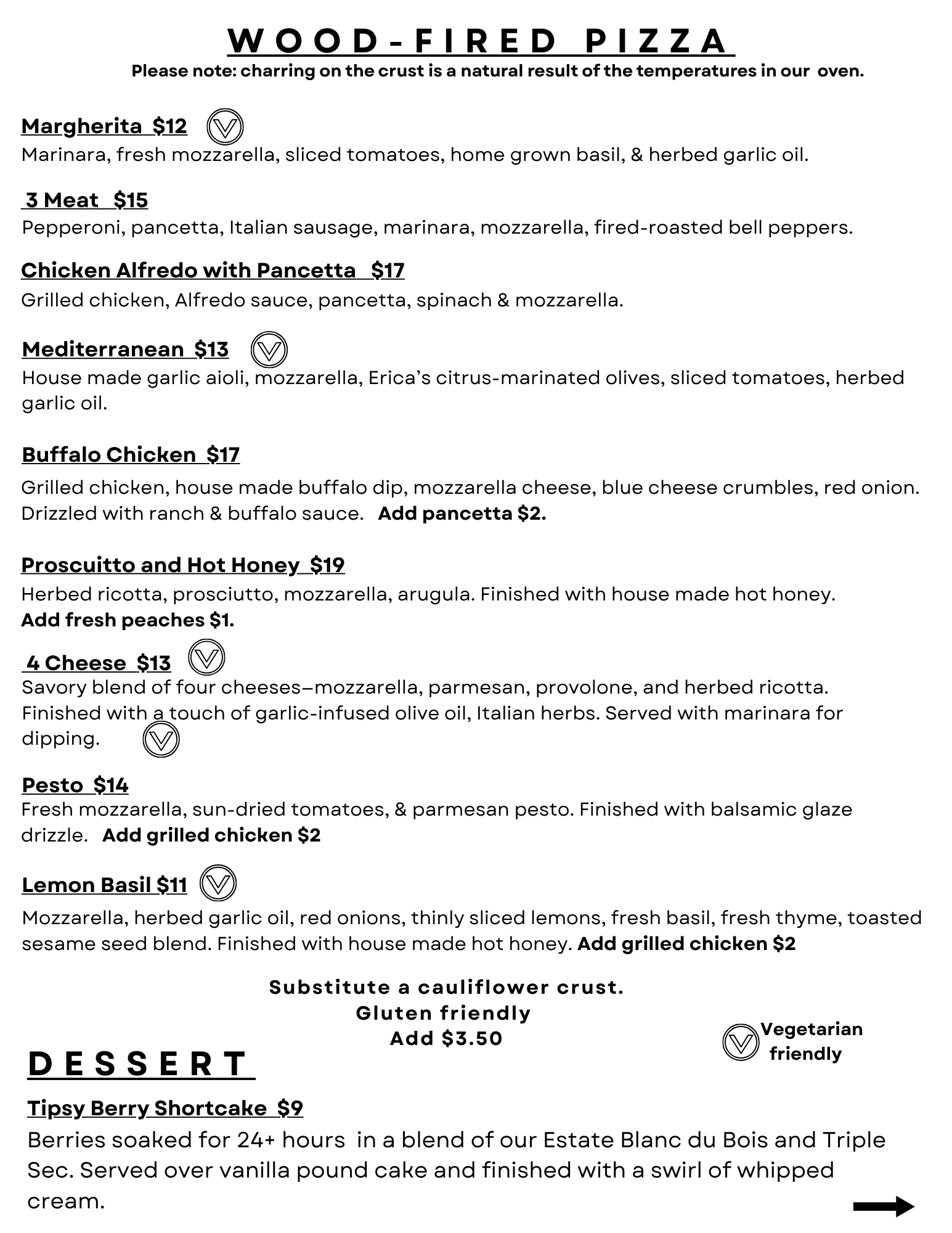 Vineyard Cafe Menu — Three Strands Vineyard and Winery