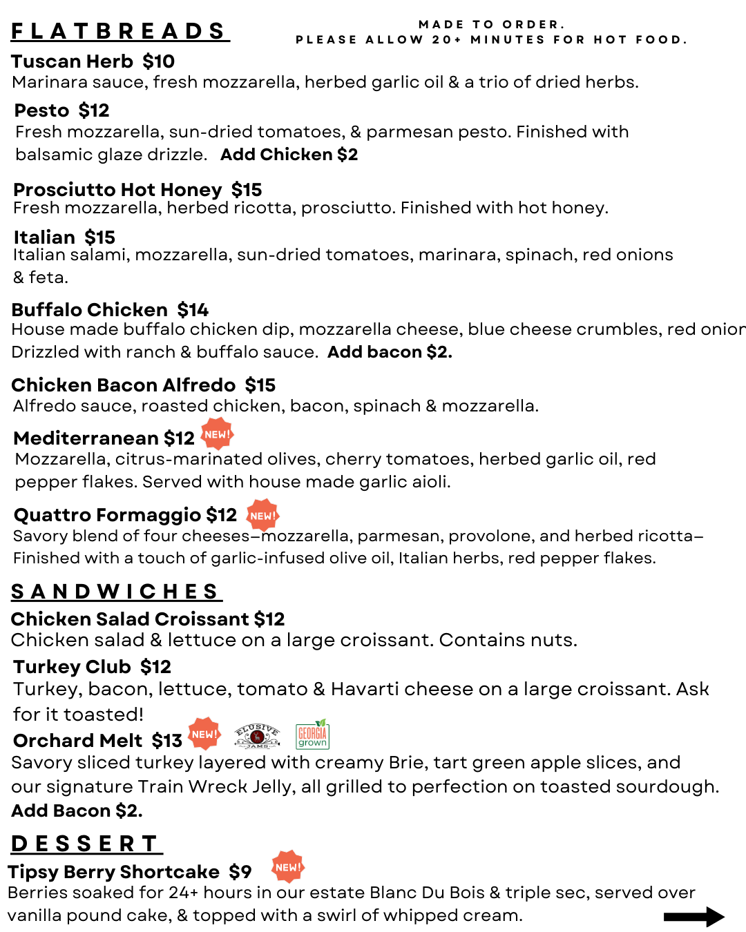 Vineyard Cafe Menu — Three Strands Vineyard and Winery